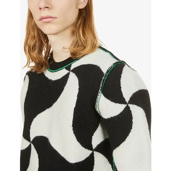 Bottega Veneta Ghost Graphic-Print Wool Jumper - Black Chalk